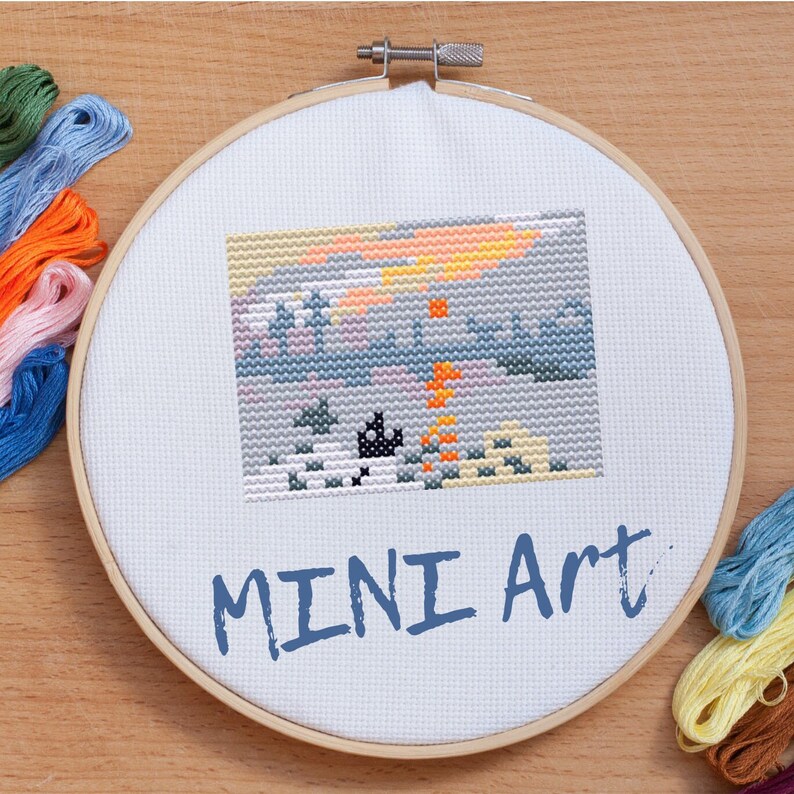 MINI Monet Digital Cross Stitch Pattern, Impression Sunrise, Cross ...