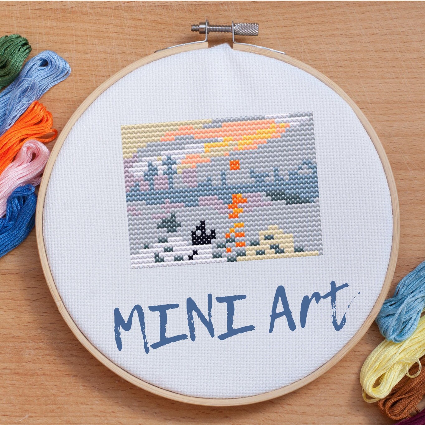 MINI Monet Digital Cross Stitch Pattern, Impression Sunrise, Cross Stitch Famous Art PDF Pattern ...