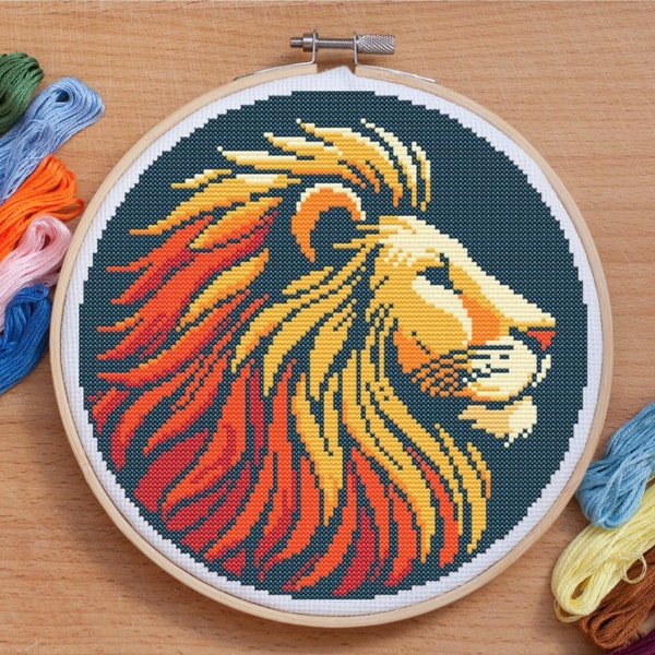 Lion Cross Stitch - Etsy