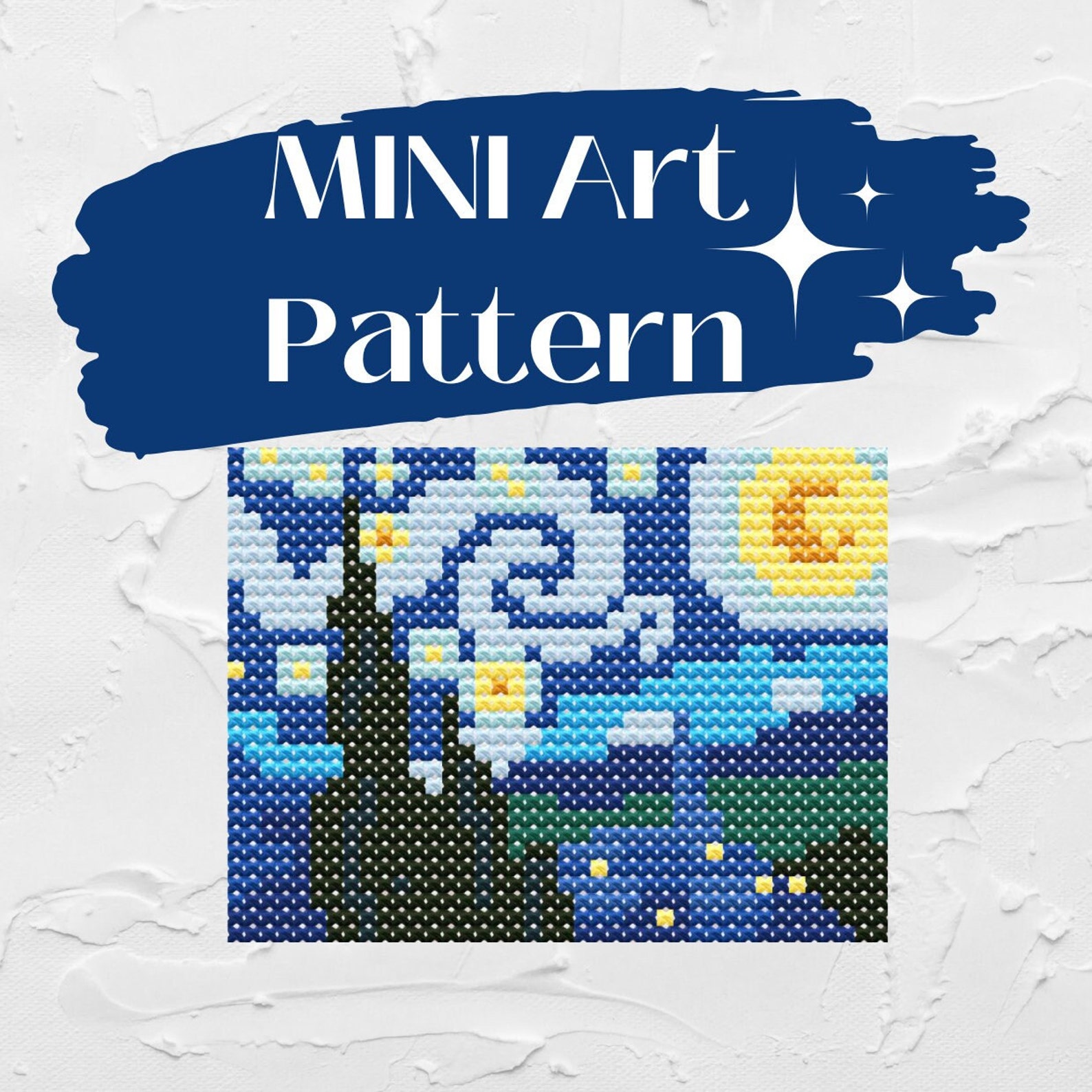 MINI Van Gogh Starry Night Digital Cross Stitch Pattern, Cross Stitch ...