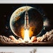 Launching Space Rocket Wall Art, Space Art, Huge Canvas Wall Art, Space ...