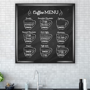Coffee Menu Wall Sign, Huge Canvas Wall Decor, Coffee Shop, Coffee ...