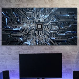 Circuit Layout Wall Art, Huge Canvas Home Decor, Circuit Layout Office ...
