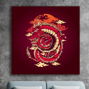 Dragon Canvas Print, Japanese Dragon Wall Decor, Huge Canvas Wall Decor ...