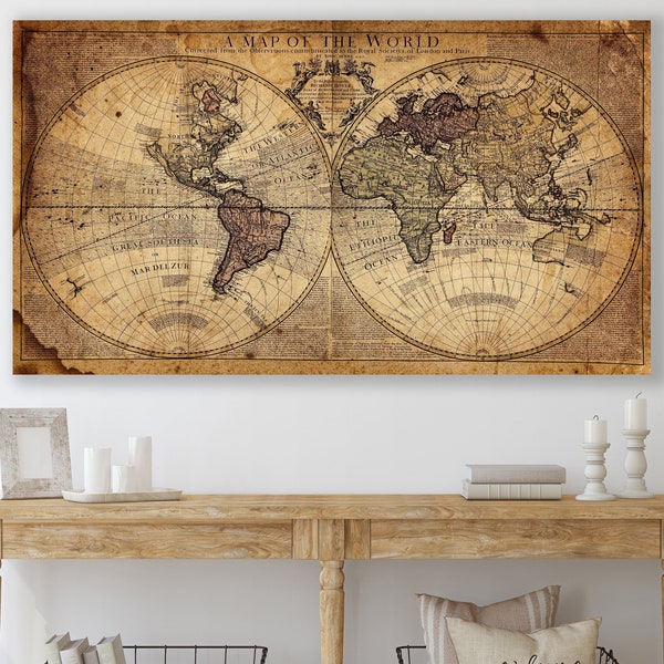 Rustic World Map - Etsy