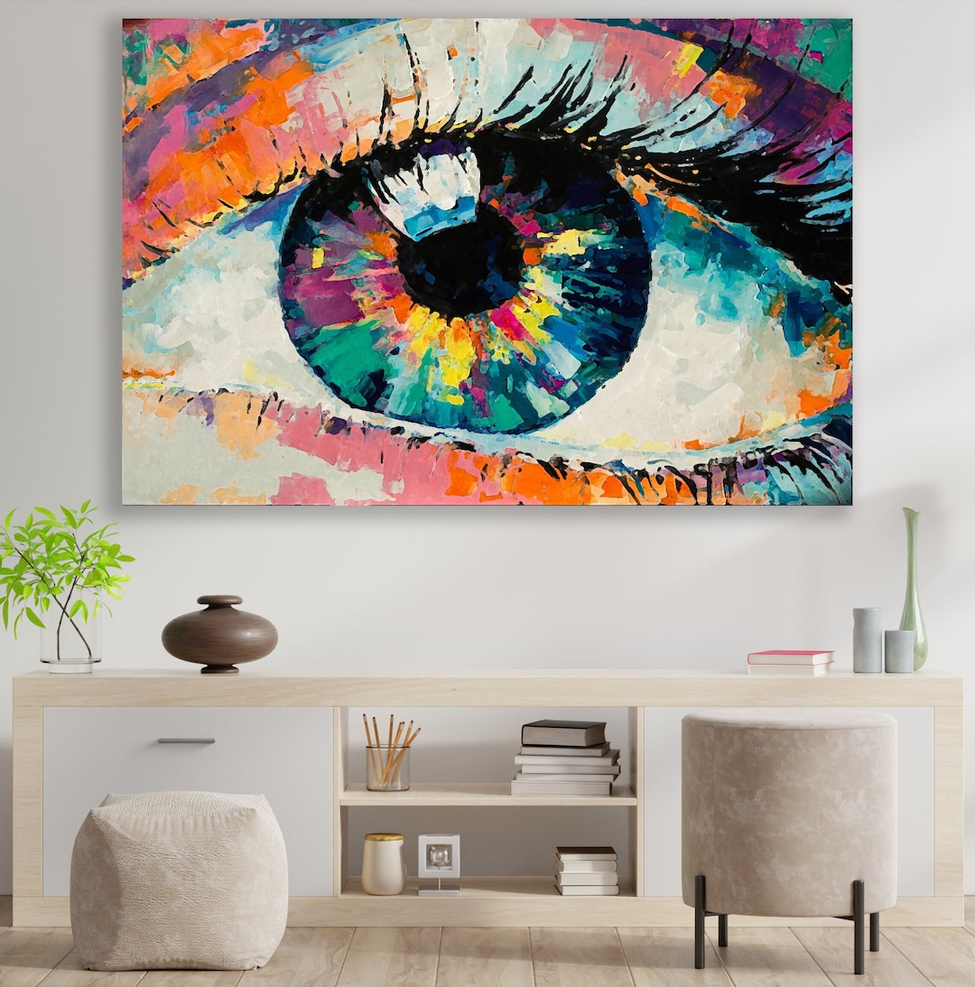 Colorful Eye Wall Art, Colorful Wall Decor, Huge Canvas Home Decor, Eye ...