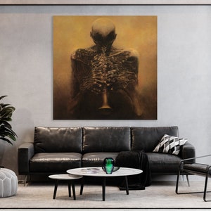 Skeleton Playing the Trumpet Art Print, Huge Canvas Wall Decor ...