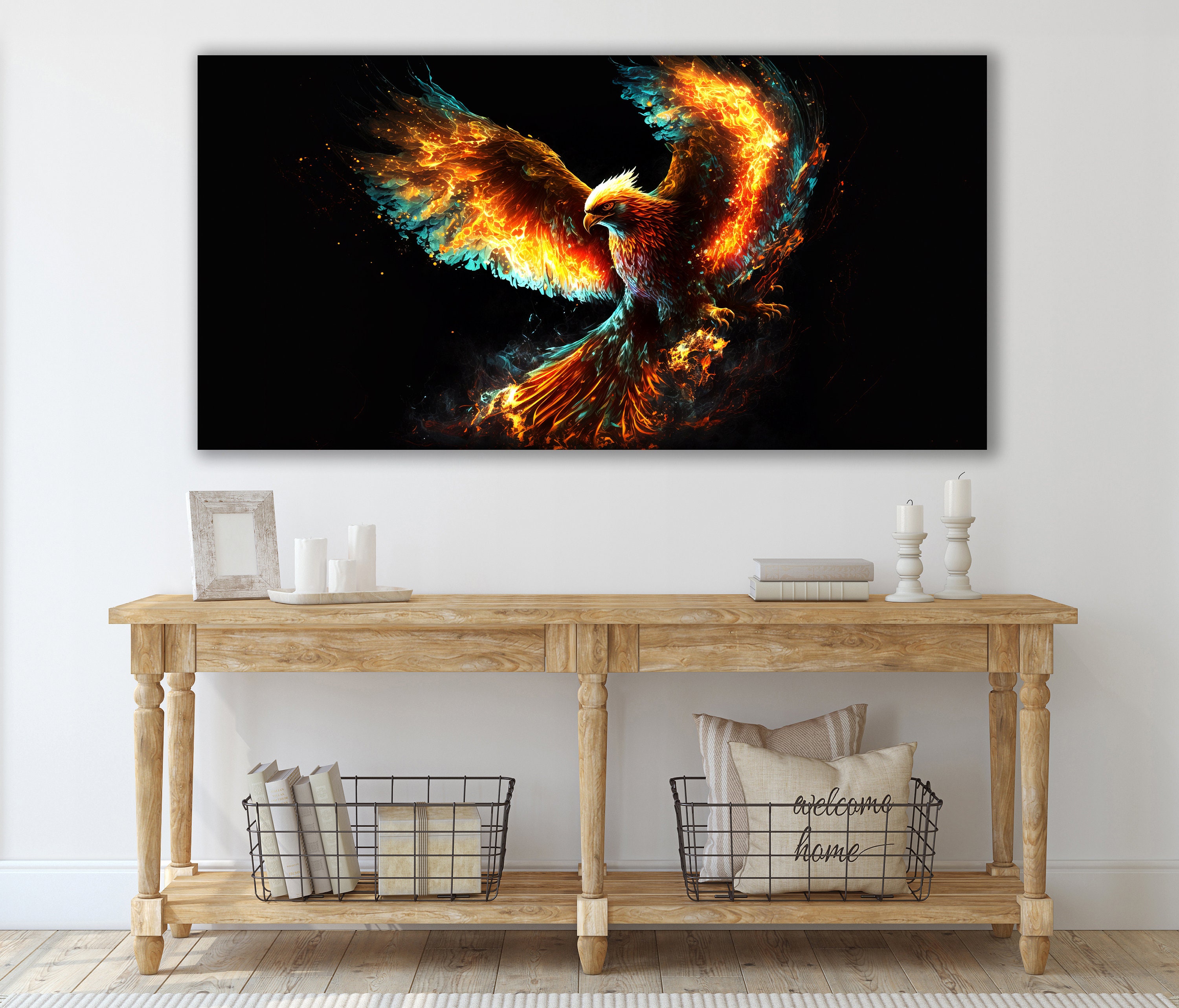 Phoenix Wall Art, Huge Canvas Wall Decor, Phoenix Bird Canvas, the ...