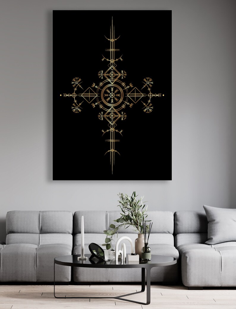 Ancient Nordic Wall Decor Nordic Symbol Wall Art Huge Canvas - Etsy
