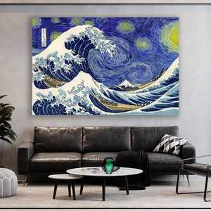 The Great Wave off Kanagawa Wall Art, Huge Canvas Home Decor, the Great ...