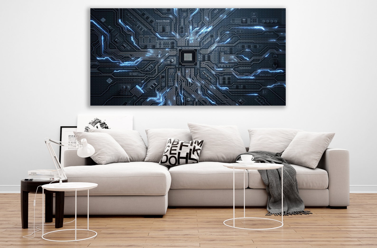 Circuit Layout Wall Art, Huge Canvas Home Decor, Circuit Layout Office ...