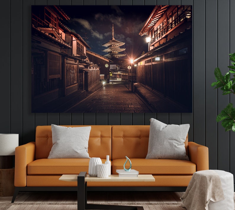 Japanese Vintage Street View Wall Decor, Japanese Wall Art, Huge Canvas ...