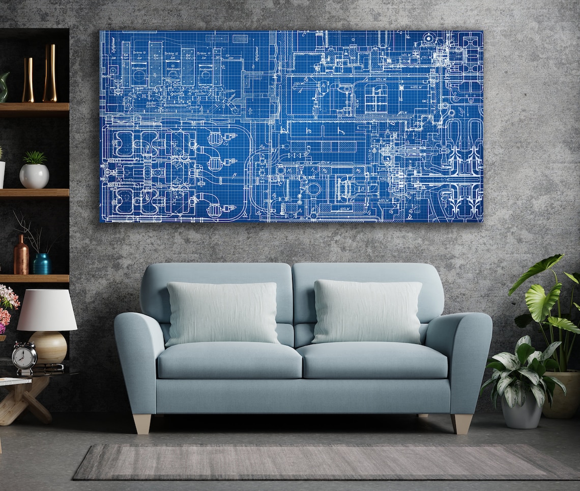 Custom Blueprint Art Huge Canvas Wall Art Blueprint Canvas - Etsy