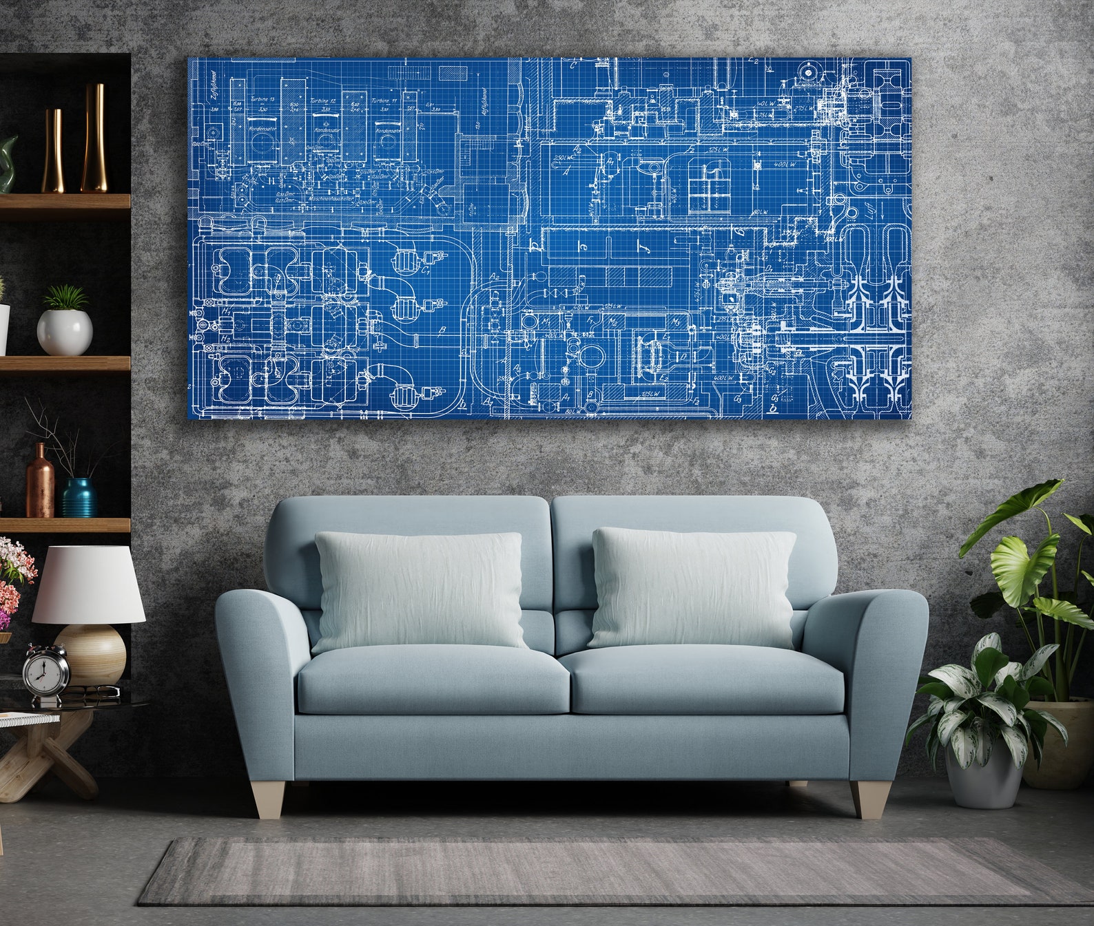 Custom Blueprint Art Huge Canvas Wall Art Blueprint Canvas - Etsy