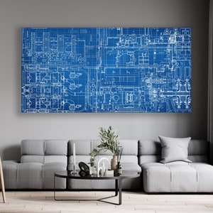 Custom Blueprint Art, Huge Canvas Wall Art, Blueprint Canvas, Huge ...