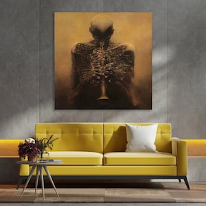 Skeleton Playing the Trumpet Art Print, Huge Canvas Wall Decor ...
