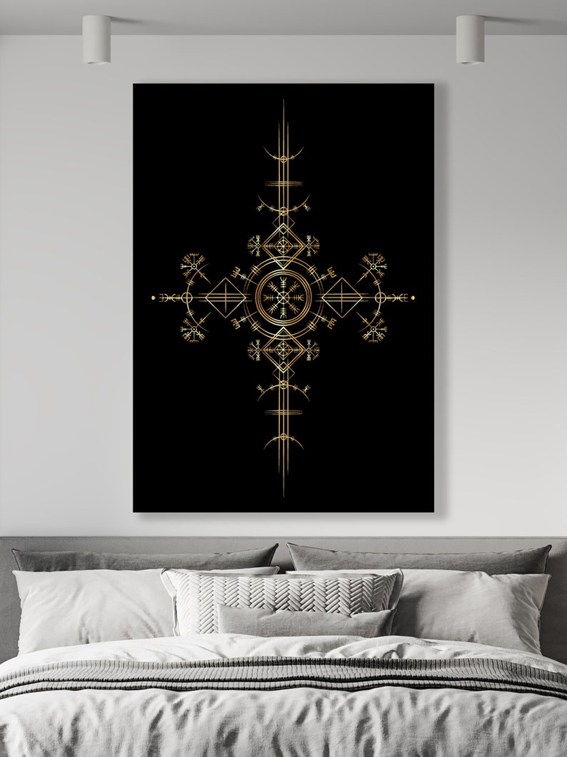 Ancient Nordic Wall Decor Nordic Symbol Wall Art Huge Canvas - Etsy