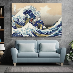 The Great Wave off Kanagawa Wall Art, Huge Canvas Home Decor, Funny ...