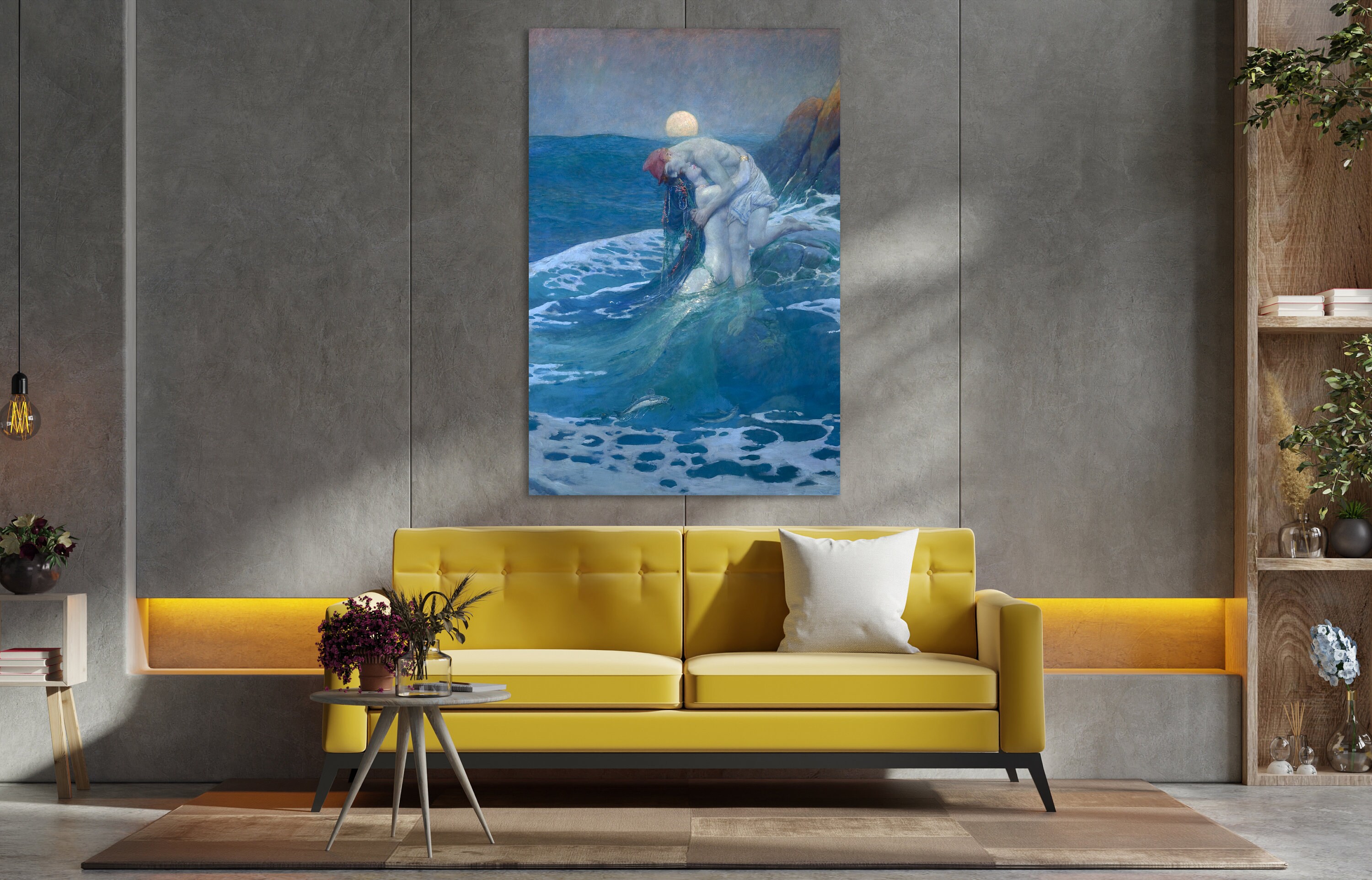 The Mermaid 1910 Wall Art, Howard Pyle Art, Huge Canvas Wall Decor, the ...