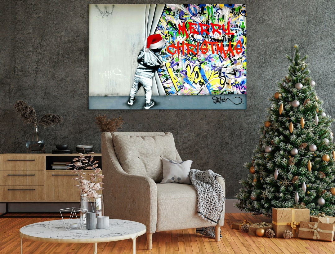 Banksy Christmas Wall Art, Christmas Canvas Print, Huge Canvas Home ...