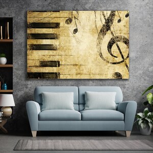 Piano Keys Wall Art, Huge Canvas Home Decor, Music Room Canvas, Music ...