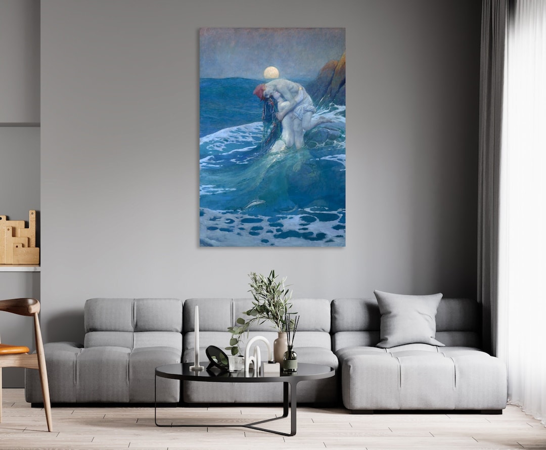 The Mermaid 1910 Wall Art, Howard Pyle Art, Huge Canvas Wall Decor, the ...