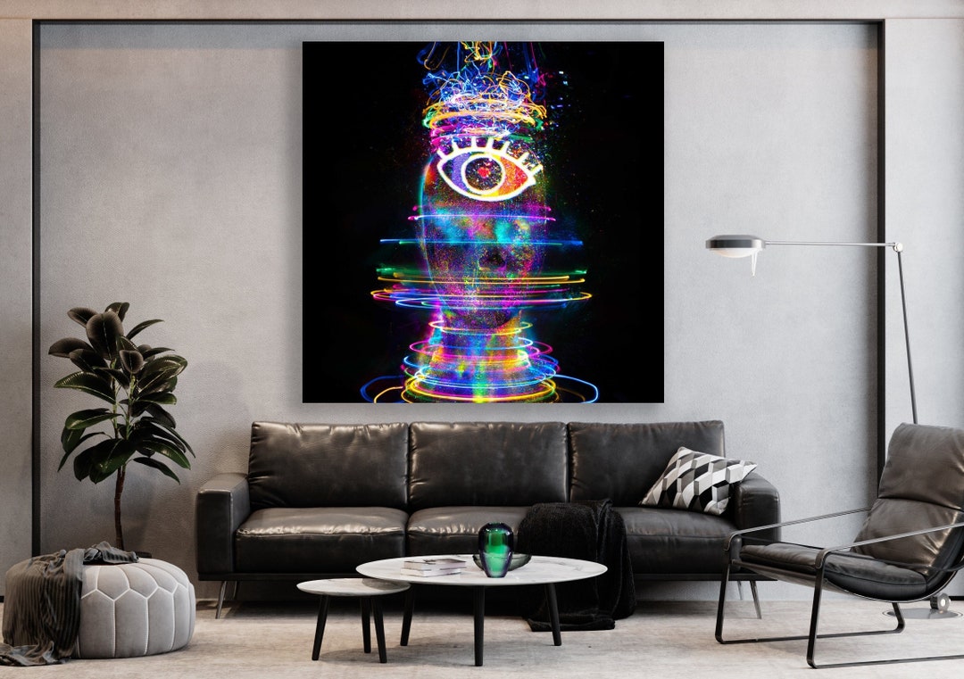 Abstract Eye Wall Art, Colorful Woman Art, Huge Canvas Home Decor ...