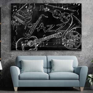 Jazz Sign, Jazz Instruments Art, Huge Canvas Home Decor, Music Wall Art ...