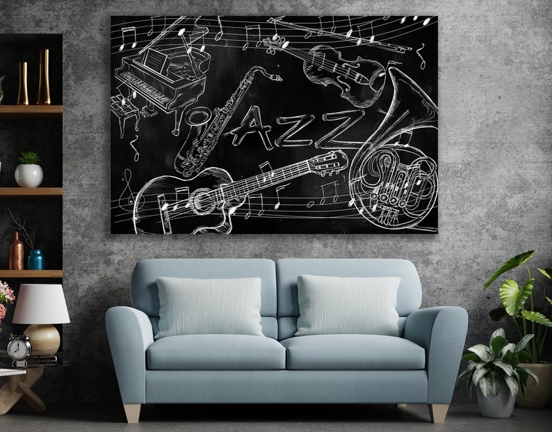 Jazz Sign Jazz Instruments Art Huge Canvas Home Decor Music - Etsy