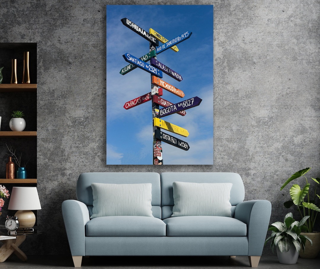 Road Signs Wall Art, Direction Signs Canvas, Huge Canvas Wall Decor ...