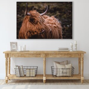 Highland Cattle Wall Art, Huge Canvas Home Decor, Farm Canvas, Highland Cow Wall Decor, Farm Art ...