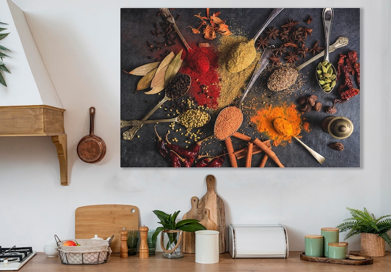 Spices Wall Art Spices Kitchen Art Huge Canvas Home Decor - Etsy