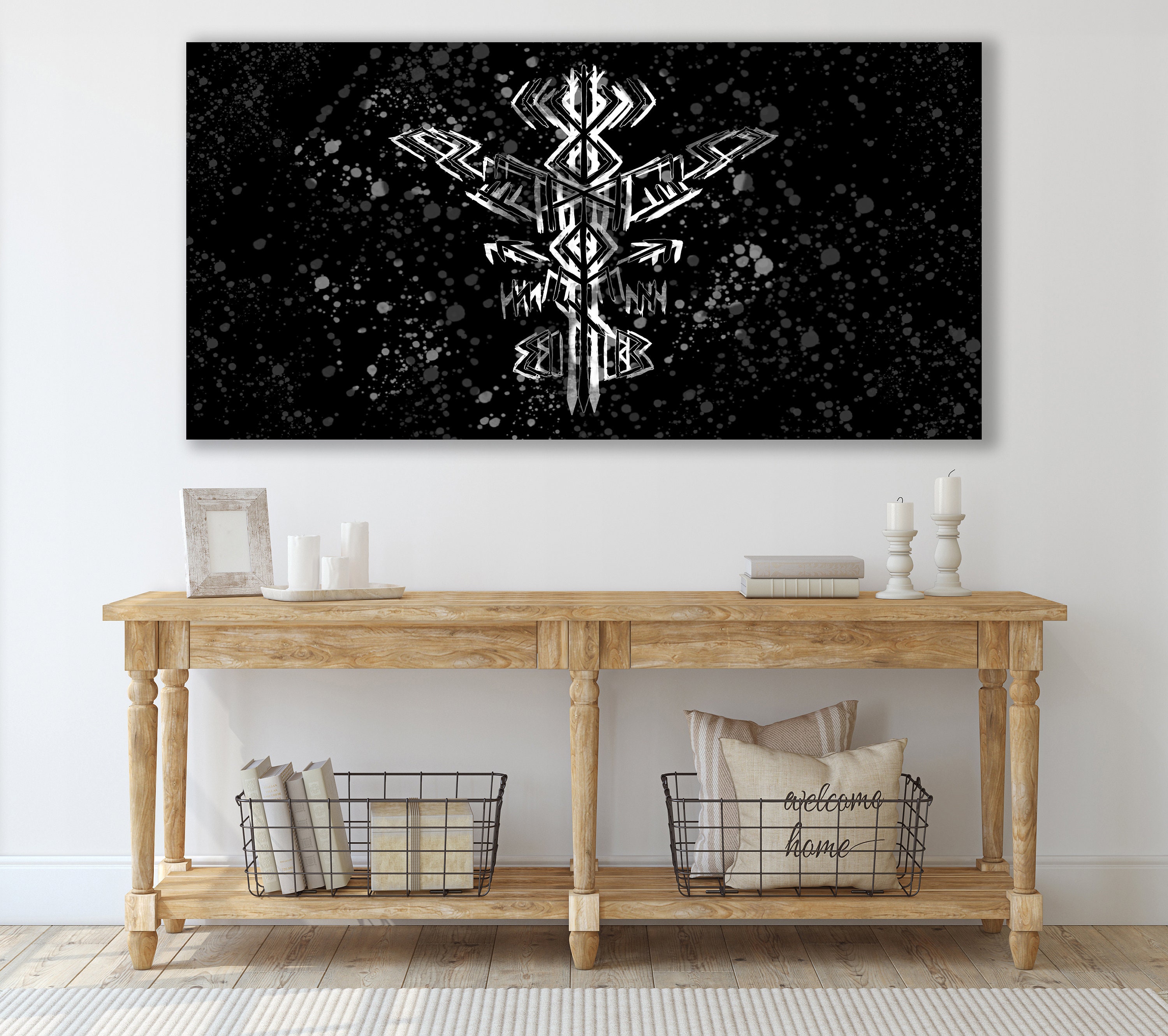 Nordic Runes Art Viking Wall Art Huge Canvas Home Decor - Etsy