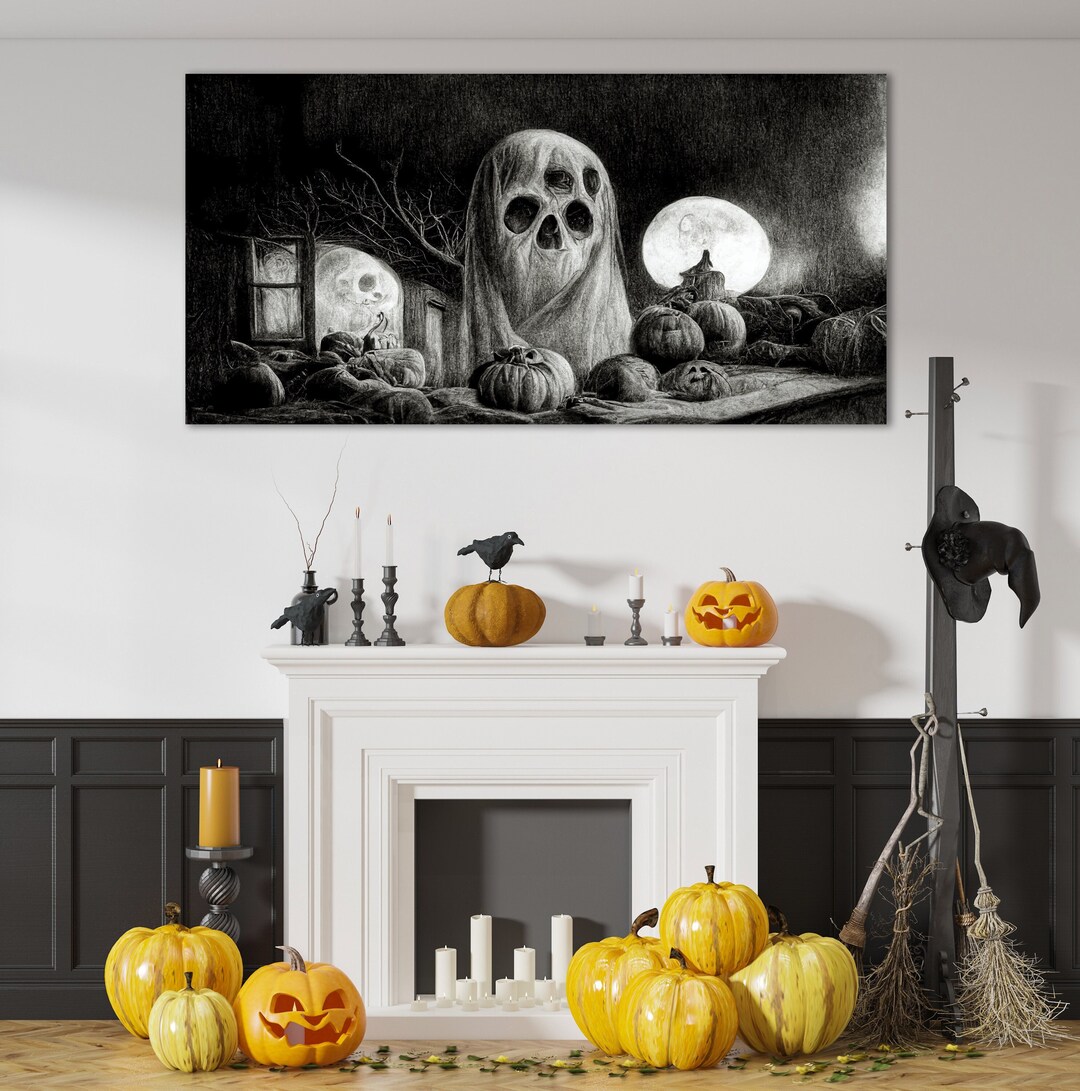 Spooky Wall Decor, Huge Canvas Wall Decor, Halloween Wall Art, Spooky ...