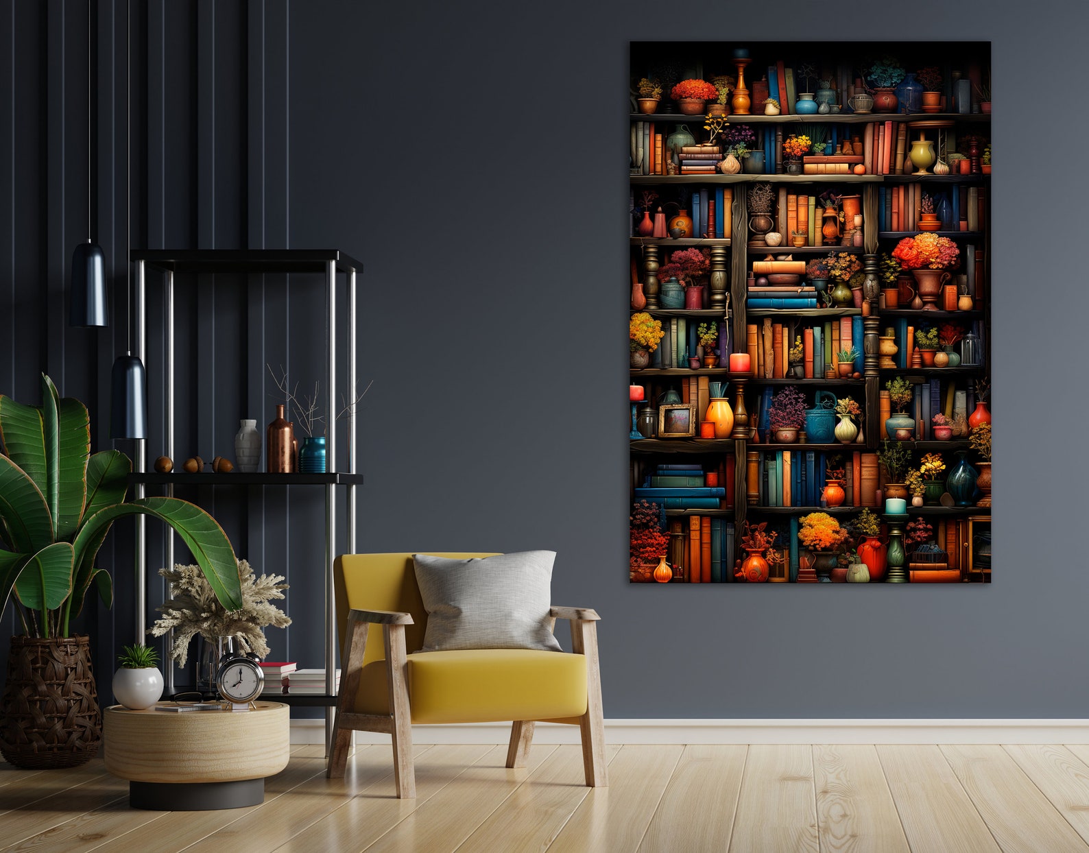 Library Wall Art, Huge Canvas Home Decor, Bookcase Canvas Art, Literary ...