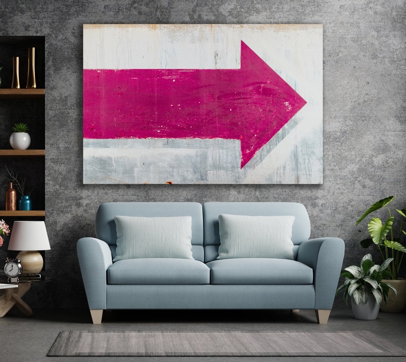 Arrow Sign Rustic Arrow Sign Huge Canvas Home Decor Pink - Etsy