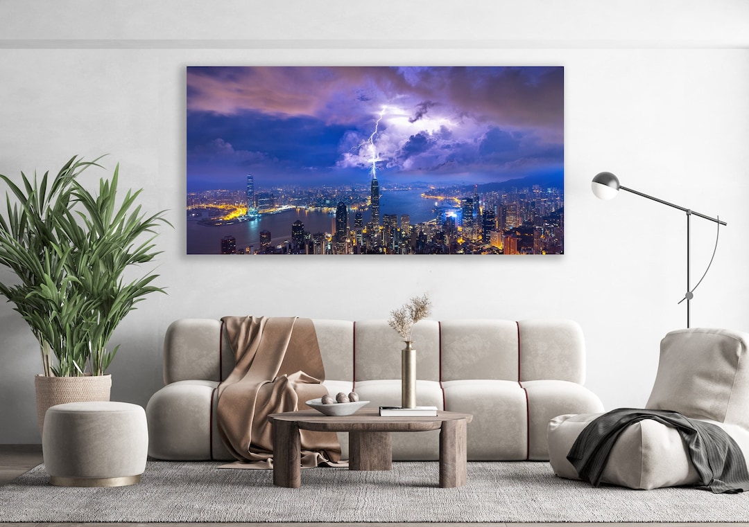 City View Wall Art, Thunderbolt Art, Huge Canvas Wall Art, Hong Kong ...
