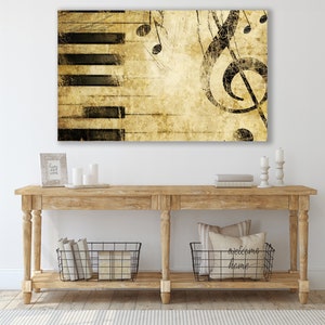 Piano Keys Wall Art, Huge Canvas Home Decor, Music Room Canvas, Music ...