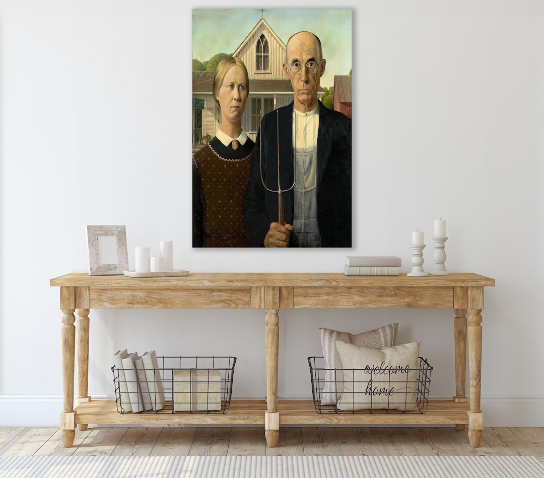 American Gothic 1930 Wall Art, Grant Wood Art, Huge Canvas Home Decor ...