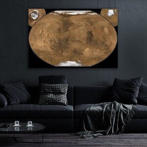 Map of Mars Wall Art, Huge Canvas Home Decor, Mars Canvas, Mars Map ...
