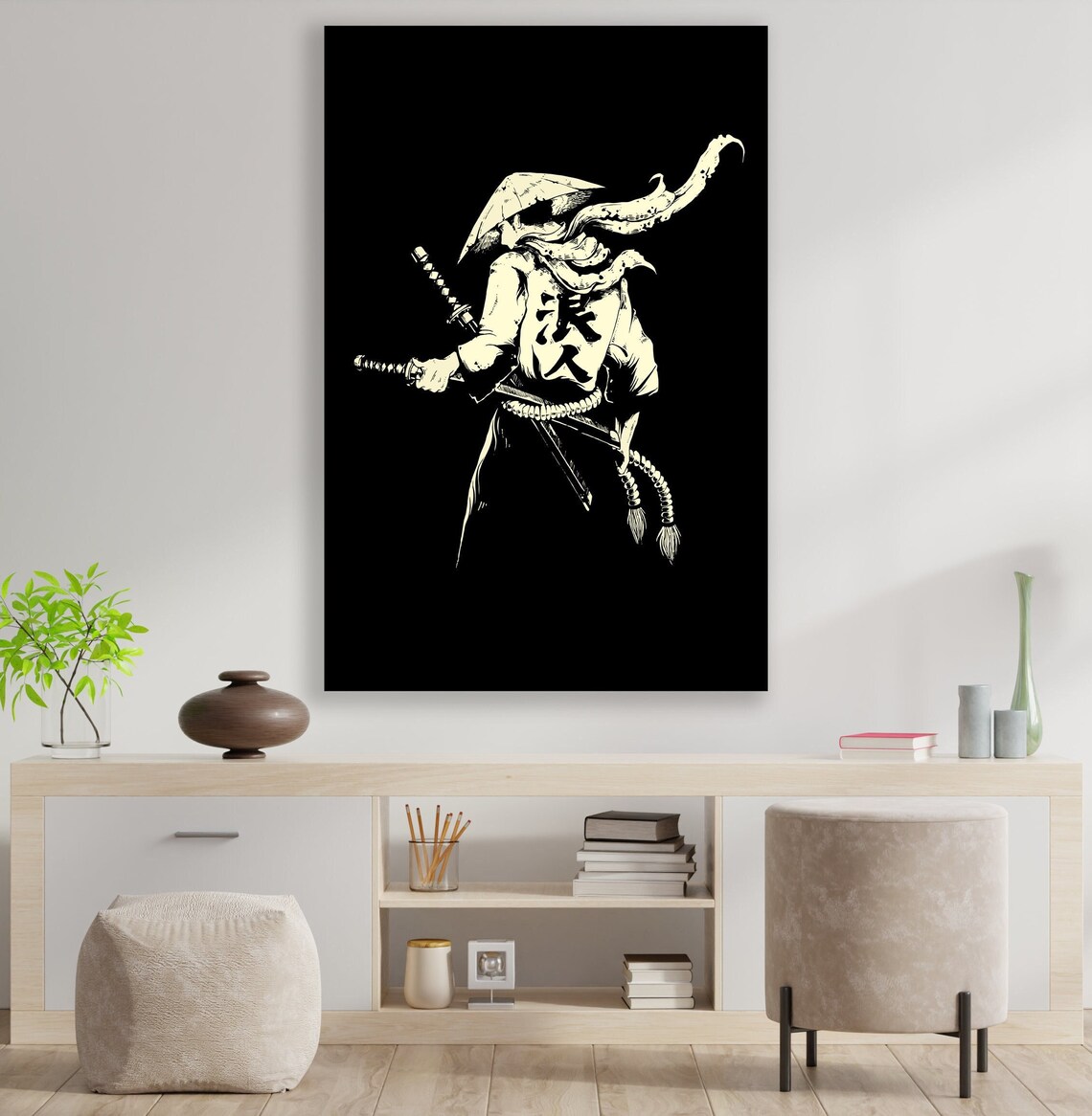 Japanese Samurai Wall Art Samurai Canvas Huge Canvas Wall - Etsy