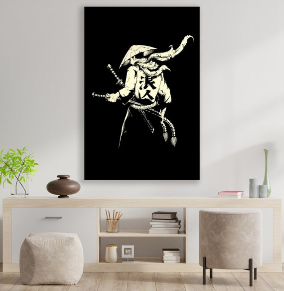 Japanese Samurai Wall Art Samurai Canvas Huge Canvas Wall - Etsy