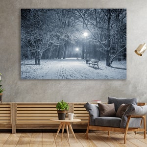 Winter Art Print, Huge Canvas Wall Decor, Snowy Pathway, Snow Canvas ...