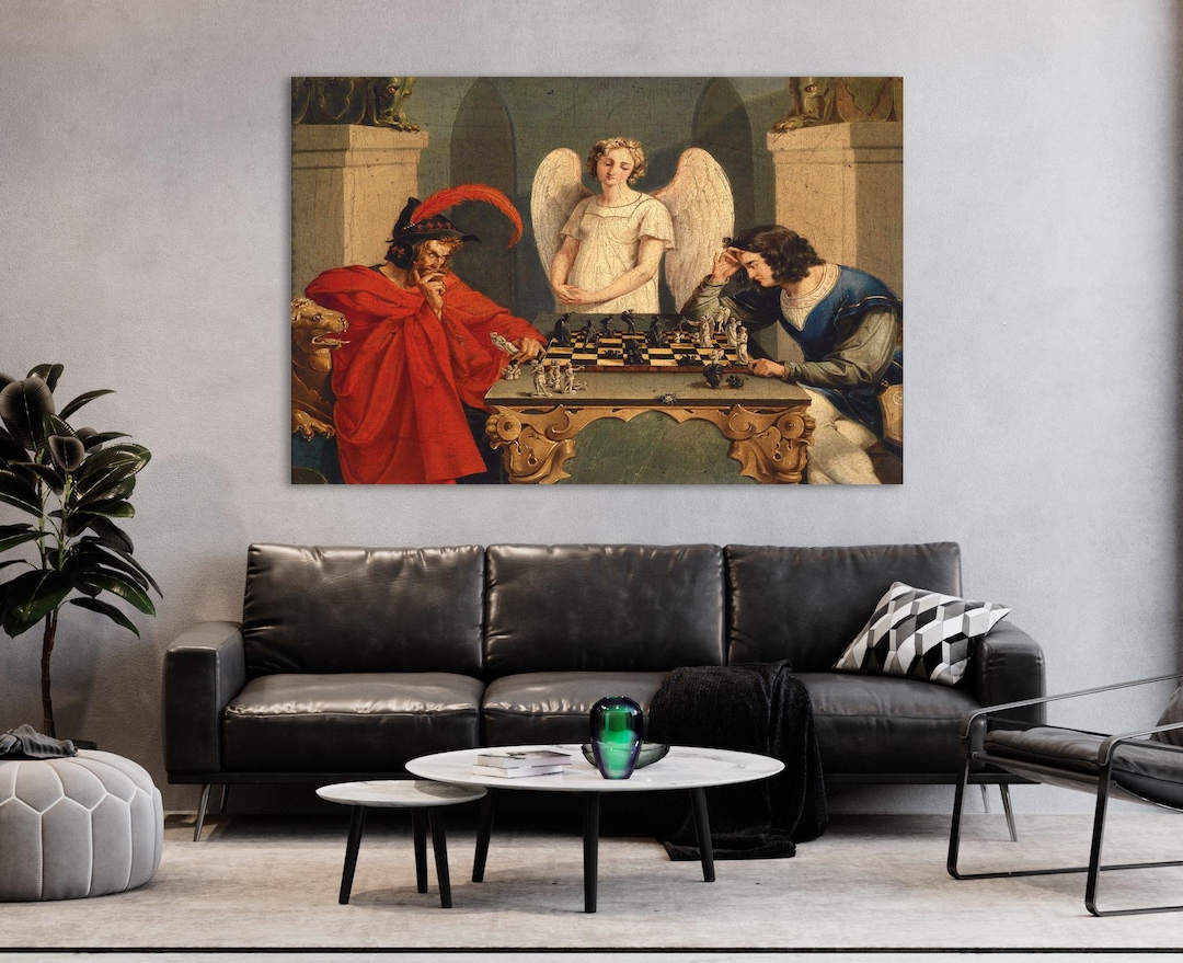 Checkmate Wall Art, Huge Canvas Home Decor, Devil's Checkmate Canvas ...