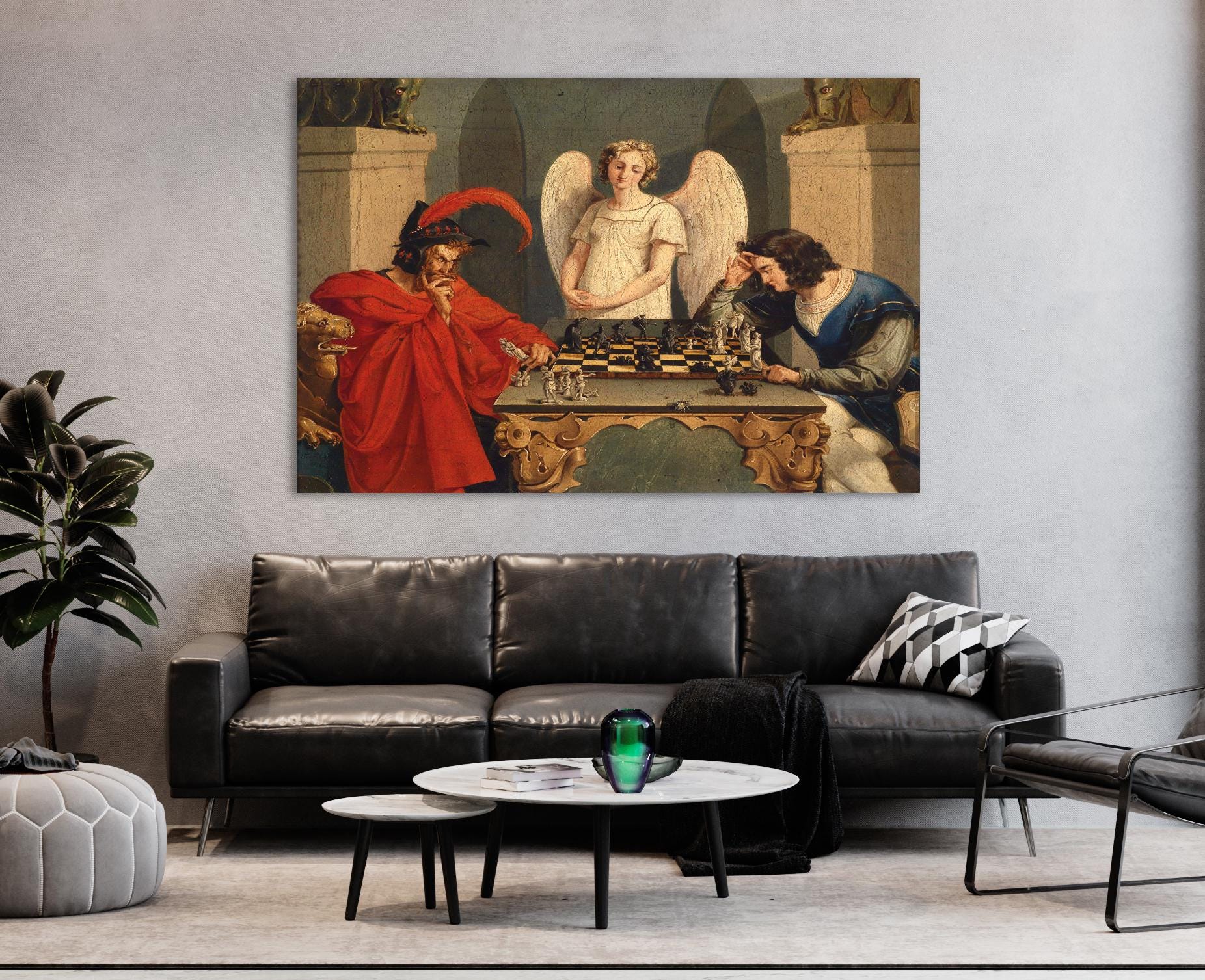 Checkmate Wall Art, Huge Canvas Home Decor, Devil's Checkmate Canvas ...