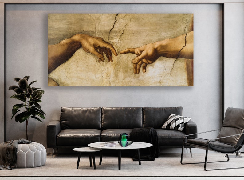 Creation of Adam Canvas, Huge Canvas Wall Decor, Michelangelo Art, the ...