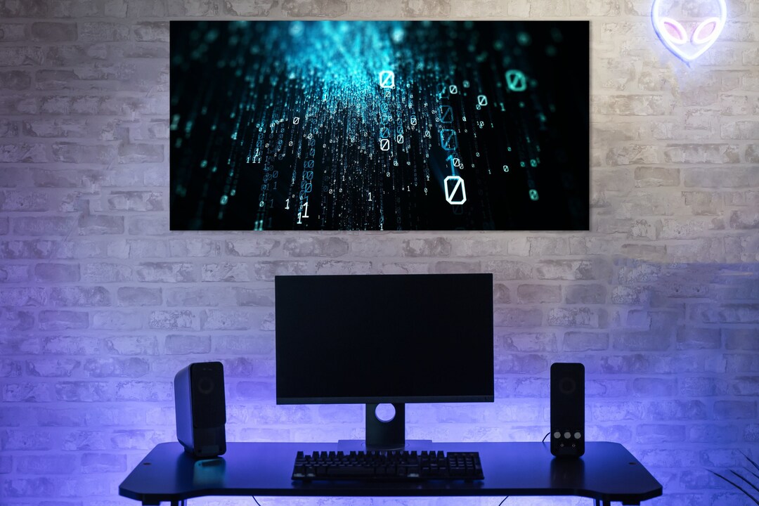 Binary Code Wall Art, Huge Canvas Home Decor, Matrix Style Binary Code ...