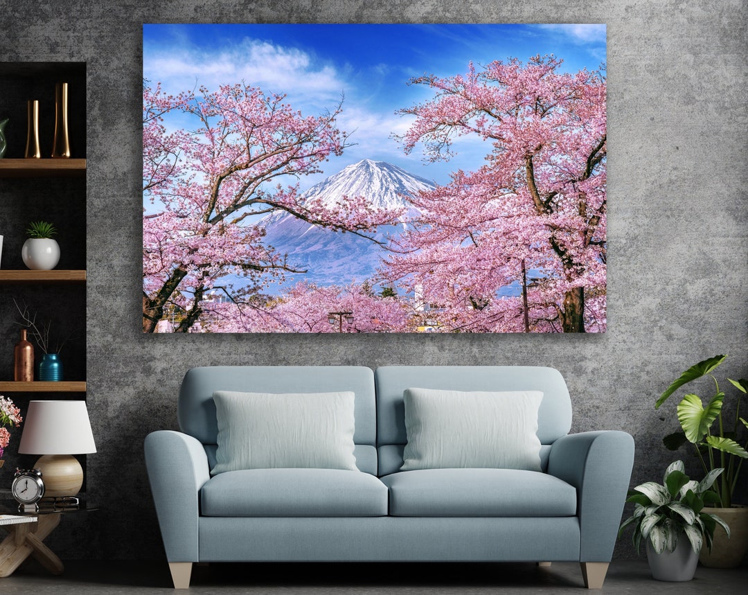 Sakura Wall Decor, Japanese Flowering Cherry Blossom Art , Huge Canvas ...