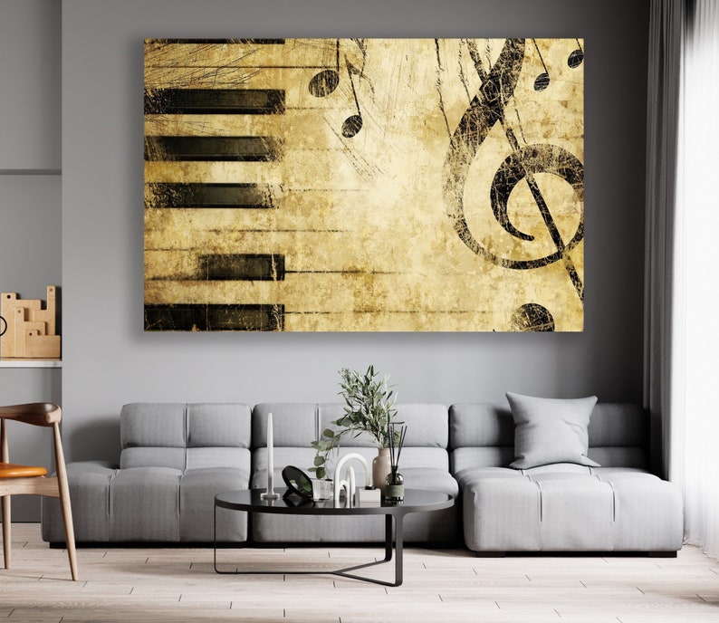 Piano Keys Wall Art, Huge Canvas Home Decor, Music Room Canvas, Music ...