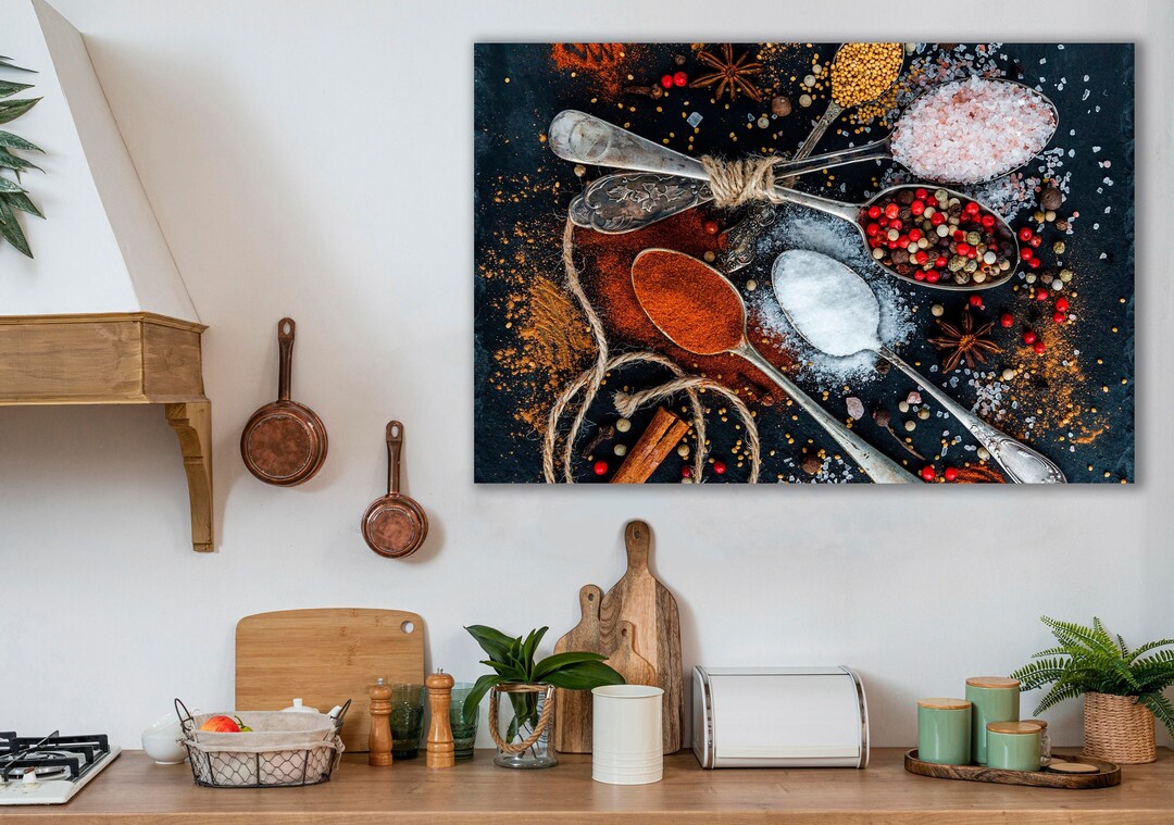 Spices Wall Art, Kitchen Art, Huge Canvas Home Decor, Kitchen Wall ...
